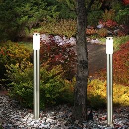 etc-shop - 2er Set led Stand Lampen Garten Weg Beleuchtungen Terrassen Edelstahl Außen Leuchten