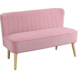 HOMCOM - 2-Sitzer Stoffsofa Polstersofa Sitzmöbel Loungesofa Holz Schaumstoff Samtartiges Polyester Rosa 117 x 56,5 x 77 cm - Rosa