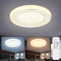 etc-shop Led Deckenleuchte dimmbar mit Fernbedienung Deckenlampe led Wohnzimmer Kristall, Farbtemperatur verstellbar mit Nachtlicht, 1x 30W 1950lm 3000-6000K,