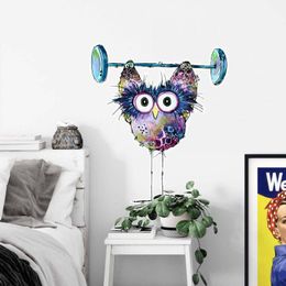 K&L WALL ART Wandtattoo Hagenmeyer Lebensfreude Fitness Workout Eule Stay strong Vogel Deko Wandbild selbstklebend 26x30cm - bunt