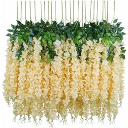 Minkurow - Künstliche Blumen, 24 Stück künstliche gefälschte Glyzinienranken hängende Seidenblumen für Zuhause, Hochzeit, Party, Dekoration (24