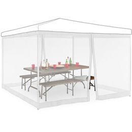 Moskitonetz für 3 x 3 m Pavillon, 2 Seitenteile, mit Reißverschluss & Klettband, 12 m xl Mückennetz, weiß - Relaxdays