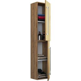 PKline VCB6 Badschrank hoch mit 2 Türen Honig Eiche Dekor 56-916930