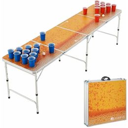 Juskys - Beer Pong Tisch Piwo - Bier Trinkspiel Set Becher Bälle - klappbar Bierpongtisch Beerpong Bierpong Spiel - Gelb, Orange
