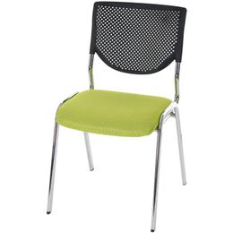 HHG - Besucherstuhl 877, Konferenzstuhl stapelbar, Stoff/Textil Sitz grün, Füße chrom - green