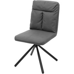 Esszimmerstuhl HHG 735, Küchenstuhl Stuhl, drehbar Auto-Position Textil/Stoff grau - grey