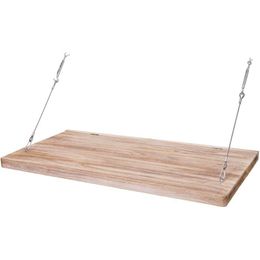 Wandtisch HHG 304, Wandklapptisch Wandregal Tisch mit Tafel, klappbar Massiv-Holz 120x60cm - brown