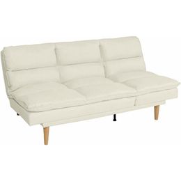 Schlafsofa HHG 368, Gästebett Schlafcouch Couch Sofa, Schlaffunktion Liegefläche 180x110cm Stoff/Textil creme - beige
