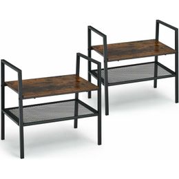 Costway 2-Set 2-Stoeckiges Schuhregal Stapelbar, Gitterregal aus Holz & Metall, Kompaktes Lagerregal für Wohnzimmer Schlafzimmer Eingangsbereich,