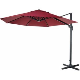 Gastronomie-Ampelschirm HHG 547, Sonnenschirm, rund ø 3,5m Polyester Alu/Stahl 26kg bordeaux ohne Ständer - red