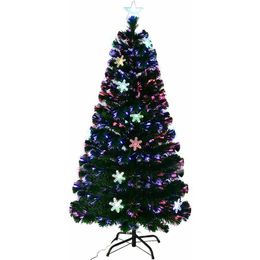 Costway 210cm LED Künstlicher Weihnachtsbaum mit Sternspitze und Glasfaser-Farbwechsel, Tannenbaum mit Metallstaender, Christbaum PVC Nadeln,
