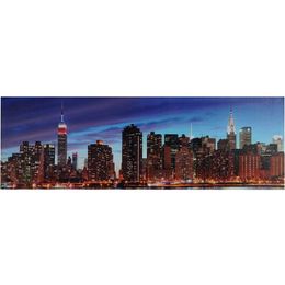HHG LED-Bild, Leinwandbild Wandbild Leuchtbild, Timer MVG-zertifiziert 100x50cm New York, flackernd - multicolour