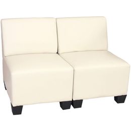 HHG - Modular 2-Sitzer Sofa Couch Moncalieri, Kunstleder creme, ohne Armlehnen - beige