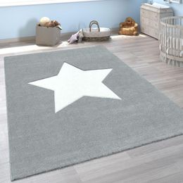 Kinder-Teppich, Spiel-Teppich Für Kinderzimmer, Mit Stern-Motiv In Grau 160x230 cm - Paco Home