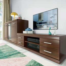 Lomadox Lowboard und Sideboard Wohnzimmer Möbel Set Nussbaum IMPERIA-129 - braun