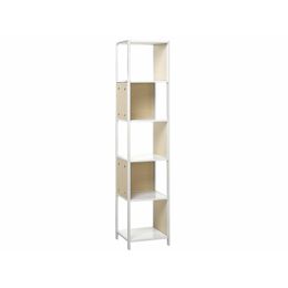 Beliani - Bücherregal Weiß Heller Holzfarbton mdf Platte Pulverbeschichtetes Metall 165 x 35 x 5 cm Modern Trendy 5 Fächer Viel Stauraum Wohnzimmer