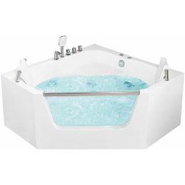 Beliani Whirlpool-Badewanne Weiß Sanitäracryl 150 x 150 cm Eckmodell mit Sichtfenster Massagefunktion spa für 1 Person Modern Badezimmer Ausstattung - Weiß
