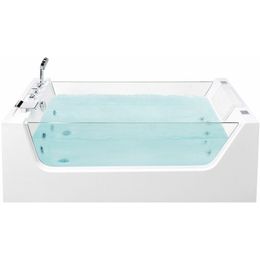 Beliani Whirlpool-Badewanne Weiß 170 x 80 cm Freistehend Sanitäracryl Beidseitiges Sichtfenster Rechteckig Badezimmer Elegantes Modernes Design - Silber