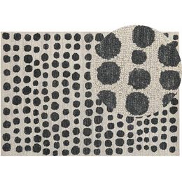 Beliani - Teppich Beige u. Schwarz Wolle Rechteckig 160 x 230 cm mit Punkte Muster Boho Skandinavisch für Wohn- und Schlafzimmer - Schwarz