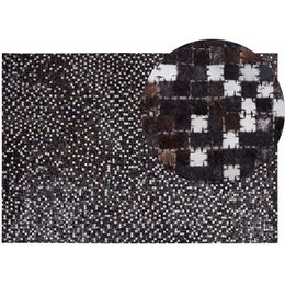 Beliani Teppich Braun Silber Leder 140 x 200 cm Mosaik Patchwork - Schwarz