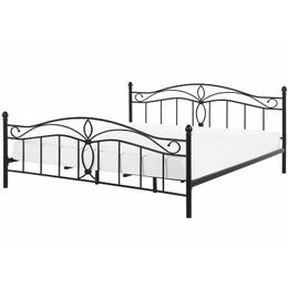 Beliani - Bett Schwarz Metall 180 x 200 cm mit Lattenrost hohem Kopfteil Verzierungen Romantisch Klassisch für Mädchen Jugendzimmer Schlafzimmer