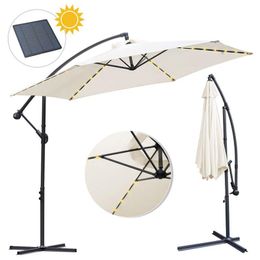 3m Sonnenschirm mit led Solar Ampelschirm Balkonschirm Marktschirm UV40+ Gartenschirm.Beige - HENGDA