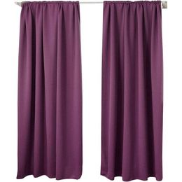 2er Set Gardine blickdicht 250 g/m² mit Kräuselband violette 135x245 cm - violette - WOLTU