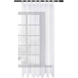 Gardinen transparent mit Schlaufen Vorhang Voile Tüll Wohnzimmer weiß 140 x 225 cm - weiß - WOLTU