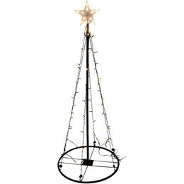 Spetebo Led Lichterbaum mit Stern Spitze 120 cm - 70 led - Metall Weihnachtsbaum in schwarz warm weiß beleuchtet