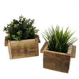 Spetebo Holz Pflanzkasten 2er Set - 18 + 14 cm - Deko Pflanztopf Blumentopf Kräutertopf