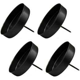 Spetebo Stumpenkerzen Pick 4er Set - schwarz - Kerzen Stecker für Advents und Weihnachts Gesteck - Kerzenpick für Kugelkerzen