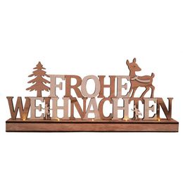 Spetebo Led Holz Weihnachtsdeko 45 cm - Frohe Weihnachten - Schriftzug mit winterlichem Motiv zum Hinstellen