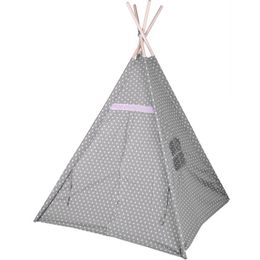 Spetebo Kinder Spielzelt 160 cm - Farbe: grau/rosa - Kinderzimmer Tipi Kinderzelt Wigwam Indianerzelt Zelt