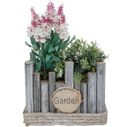 Spetebo - Holz Pflanztopf eckig - 25x18x17cm - Garten Deko Pflanzschale Blumen Topf Kasten