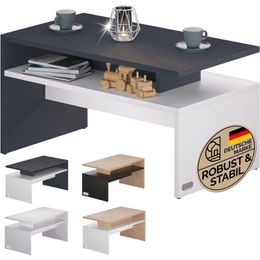 Casaria Couchtisch mit Ablage Stauraum 92x51x48cm Kratzfest Holz 50kg Belastbarkeit Modern Groß Wohnzimmer Büro Sofa Couch Tisch Beistelltisch weiß schwarz