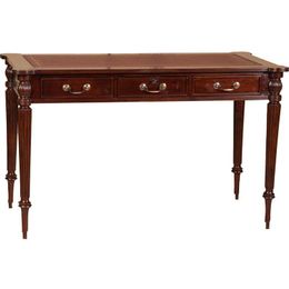 Biscottini Vintage-Schreibtisch 126x75x65 cm. Holz Schreibtisch mit Lederplatte. Antiker Klassische Schreibtische. Tisch mit Schubladen