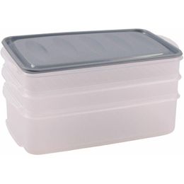 JELENIA PLAST Buri Aufschnittdosen-Set Aufschnittbox Frischhaltedose Kühlschrankdose Vorratsdose, Farbe:hellgrau
