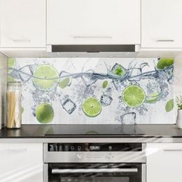 MICASIA Spritzschutz Glas - Erfrischende Limette - Panorama Quer Größe HxB: 50cm x 125cm