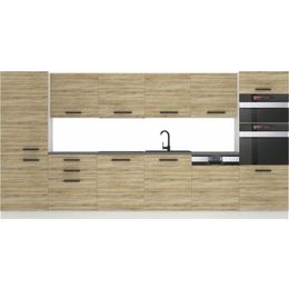 Belini - Küchenzeile Küchenblock Naomi - Küchenmöbel 360 cm Einbauküche Vollausstattung ohne Elektrogeräten mit Hängeschränke und Unterschränke, mit
