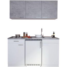 Küche Miniküche Singleküche Küchenzeile Pantry Weiß Beton Luis 150 cm respekta