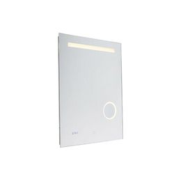 Qazqa Badezimmerspiegel 60x80 cm inkl. led mit Touch Dimmer und Uhr - Miral - Transparent