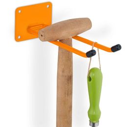 Wandhaken, Aufbewahrung von Gartengeräten & Werkzeug, belastbar, Länge: 24 cm, Gerätehalter, Stahl, orange - Relaxdays