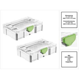 T-loc sys mini 1 tl tra mini Systainer 2 Stk. ( 2x 203813 ) Kleinteile Koffer transparenter Deckel koppelbar mit sys-mini 1 und 3 tl - FESTOOL