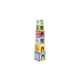 Tooky Toy Stapelpyramide TF192 Dinosaurier 12-tlg. 6 Dinos Stapelturm 64 cm hoch bunt