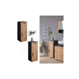 VICCO Midischrank Badschrank Badezimmermöbel Irma Anthrazit Eiche modern 30x81 cm Badezimmer Schrank Badmöbel Schranktür Schrankfach Schrankschublade Ablage Aufbewahrung