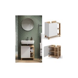 VICCO Waschtischunterschrank Karen 60 x 90 cm, Sonoma Weiß, Badschrank, Badezimmer, modern