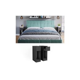 VICCO Nachttisch Enton schwarz, Schlafzimmerkommode 20x60 cm 2er Set