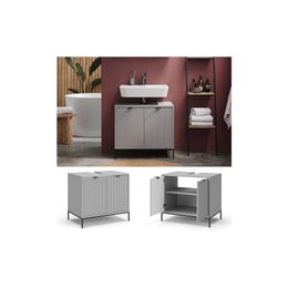 VICCO Waschtischunterschrank Eliza 70 x 63 cm, Grau, Badschrank, 2 Türen