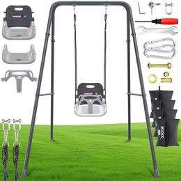 Kidiz® Babyschaukel mit Gestell 3-in-1 Indoor & Outdoor Kinderschaukel mit Metallständer höhenverstellbar Schaukelgestell + 4 Sandsäcke & Sicherheitsgurt Mitwachsender Schaukelsitz