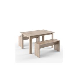VICCO Tischgruppe Sitzgruppe Essgruppe Holztisch Esstisch Holz Tisch Sonoma